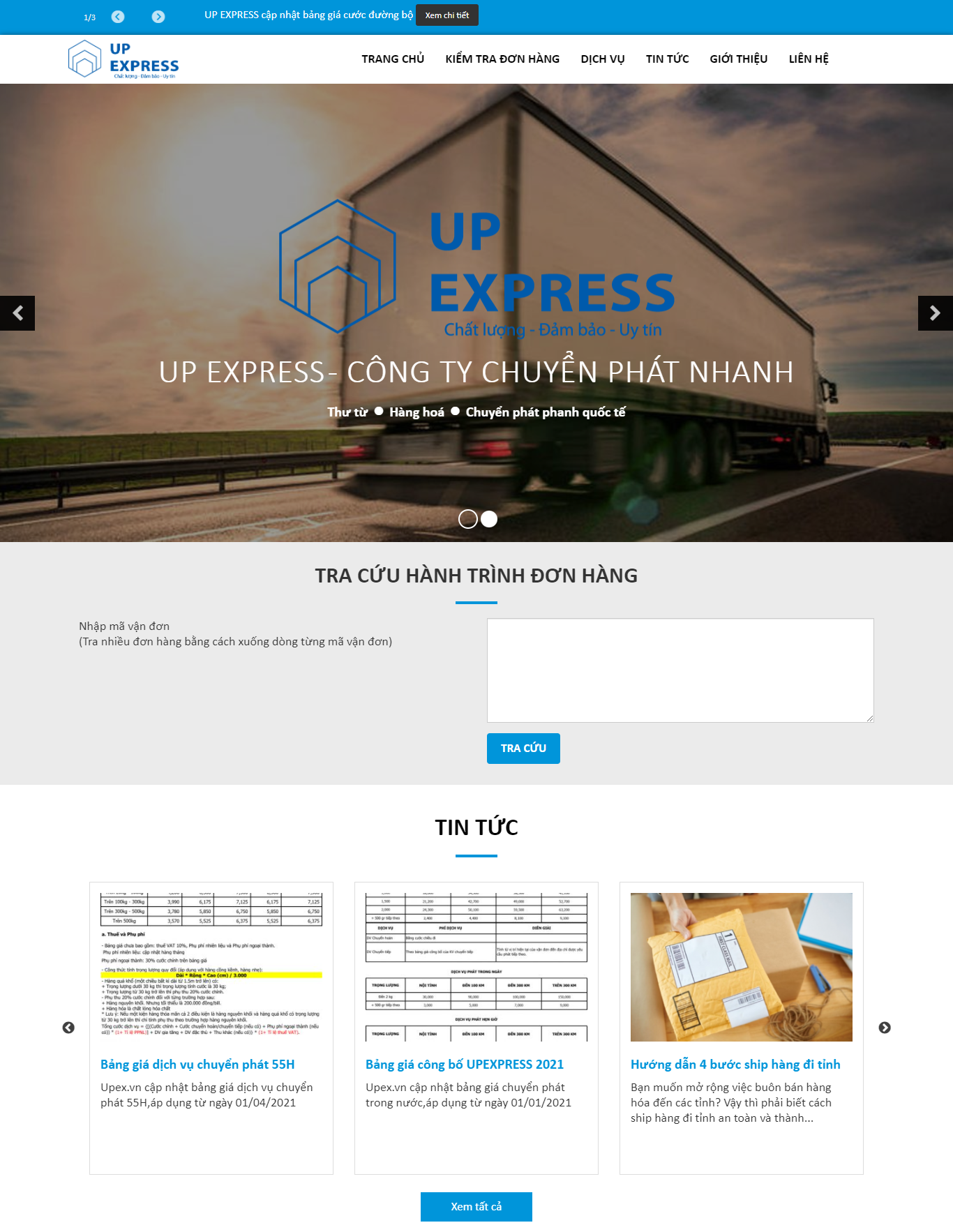Thiết kế website công ty vận chuyển UP EXPRESS - upex.vn